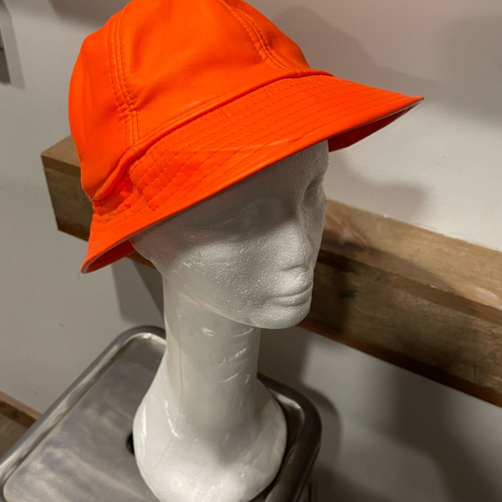 Vintage Vinyl Hunting Hat, Neon Fluorescent Orange, A… - Gem